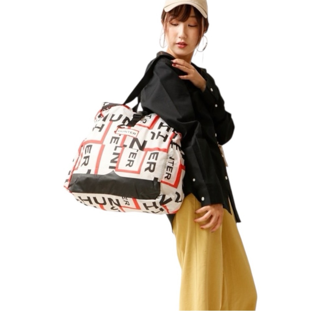 Hunter Exploded Logo Ripstop Packable Tote White/Red/… - Gem
